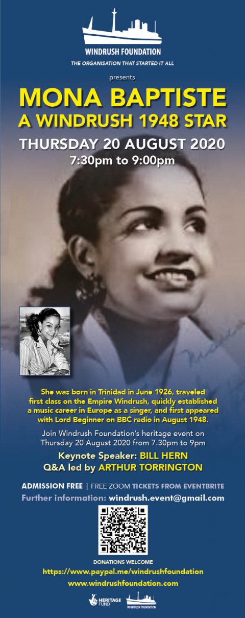 Windrush Foundation presents Mona Baptiste a Windrush 1948 Star ...