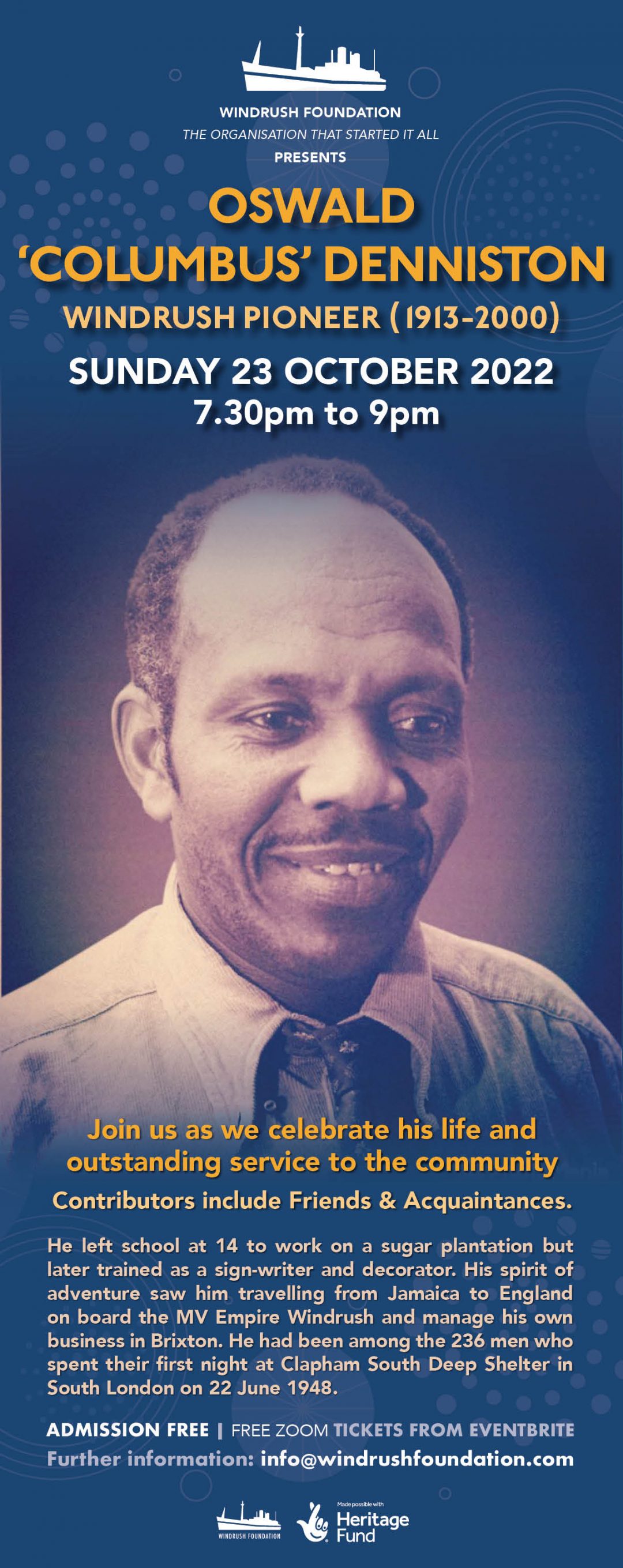 WINDRUSH PIONEER: OSWALD ‘COLUMBUS’ DENNISTON - Windrush Foundation